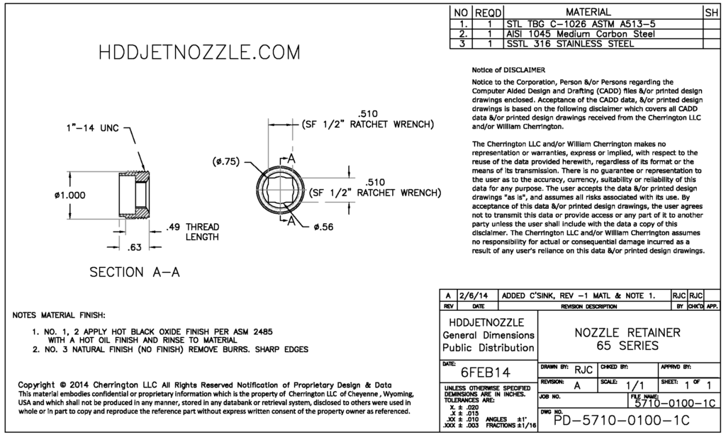 Series 65-Jet Nozzle Retainer | HDD Jet Nozzles